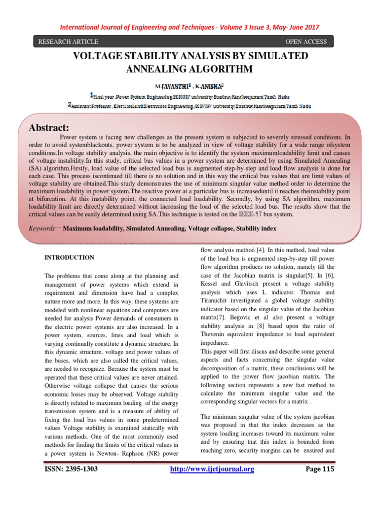Voltage Stability Analysis BY Simulated Annealing Algorithm | PDF | Matrix (Mathematics ...