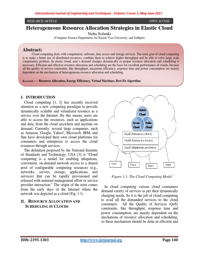 Heterogeneous Resource Allocation Strategies in Elastic Cloud | PDF | Quality Of Service | Cloud ...