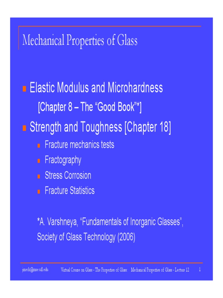 Glass Elastic Modulus and Properties | PDF | Fracture Mechanics | Fracture