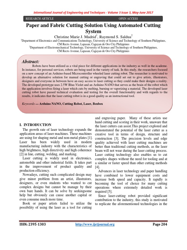 Paper and Fabric Cutting Solution Using Automated Cutting System | PDF ...