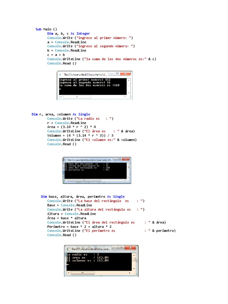Console Console Console Console Console Console: Sub Dim As Integer | PDF