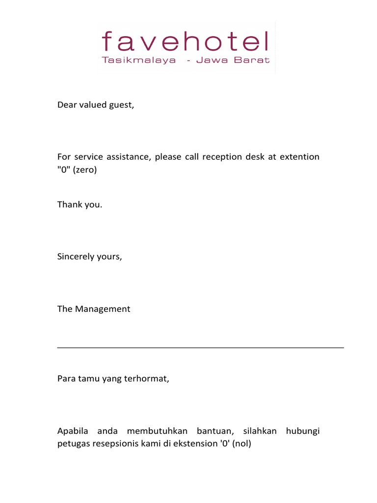Dear Valued Guest | PDF
