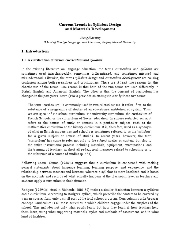 Current Trends in Syllabus Design and Materials Development | PDF ...