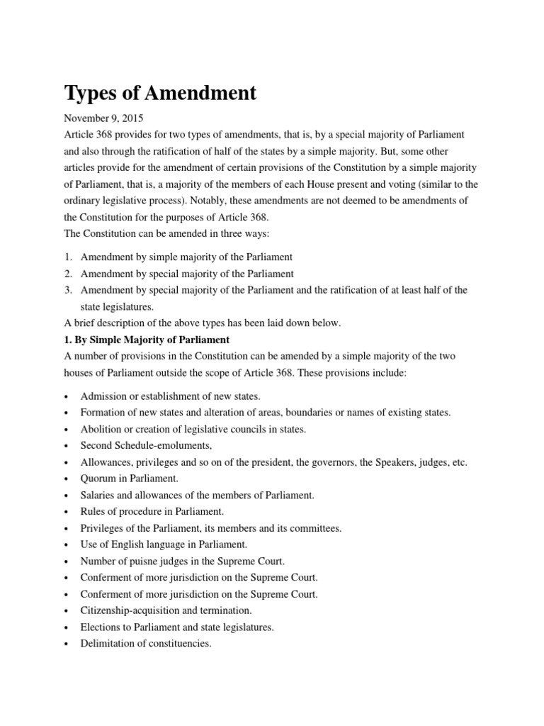 Types of Amendment.pdf | Constitutional Amendment | U.S. State