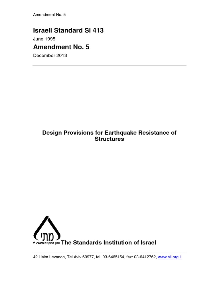 SI 413: Earthquake Resistance Amendments | PDF | Strength Of Materials ...