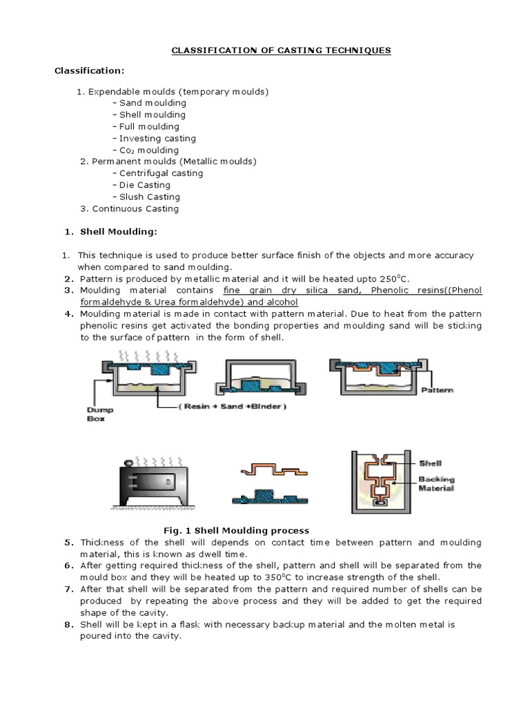 Classification of Casting Techniques | PDF | Casting (Metalworking ...