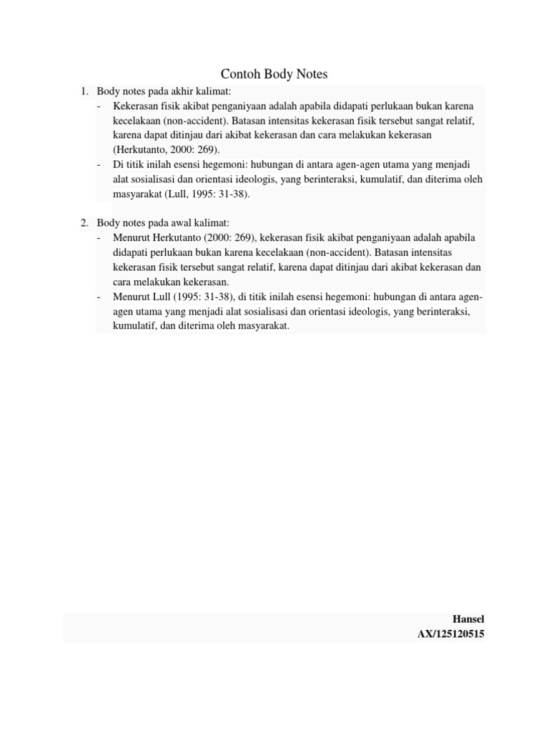 Contoh Body Notes 1 | PDF