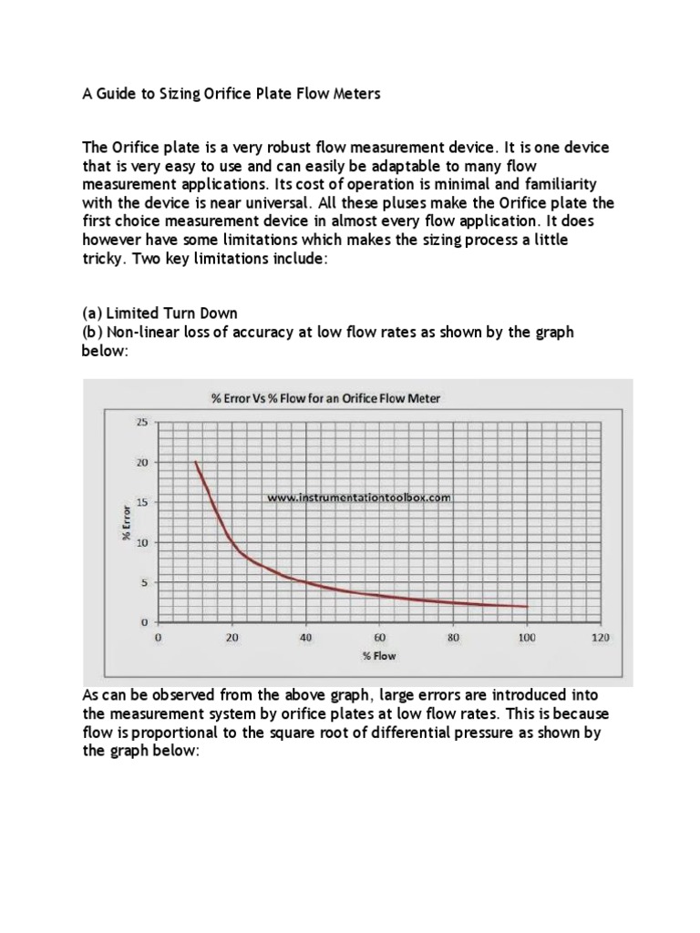 Orifice Plate Flow Meter Sizing Guide | PDF | Flow Measurement ...