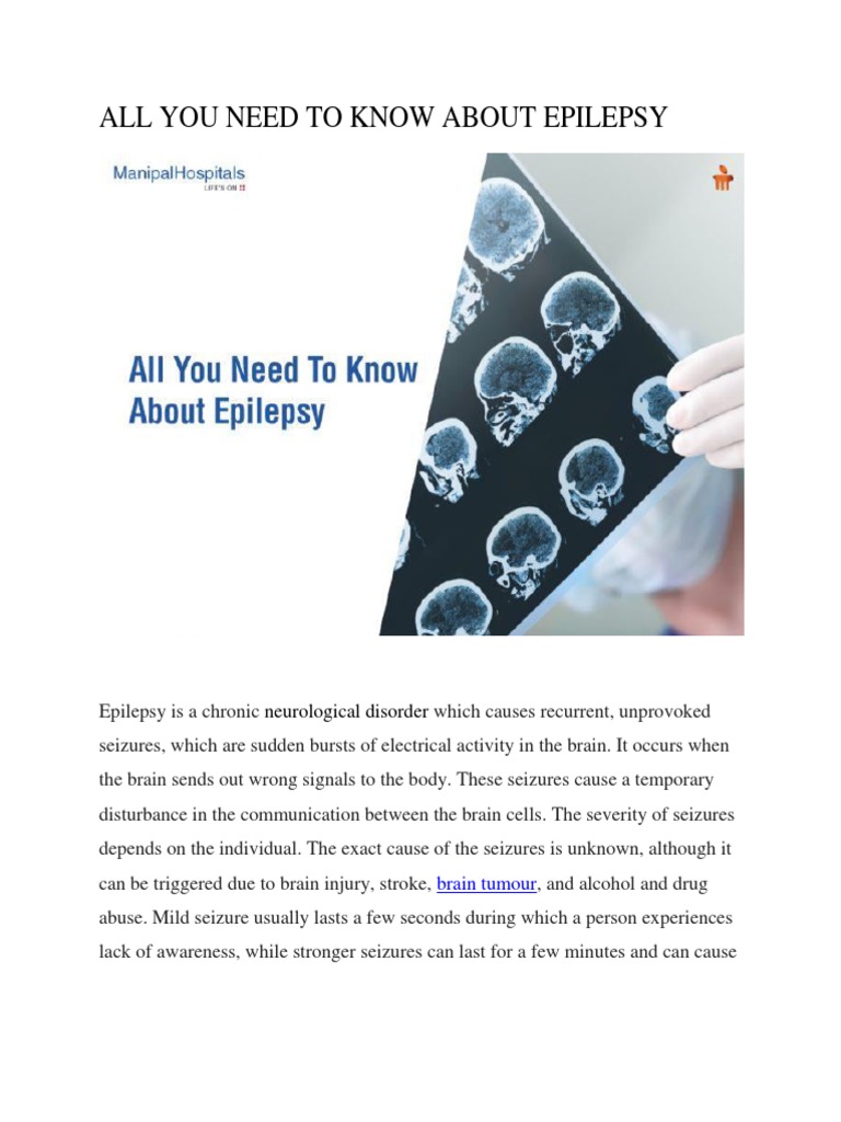 All You Need To Know About Epilepsy | PDF | Epilepsy | Human Diseases ...