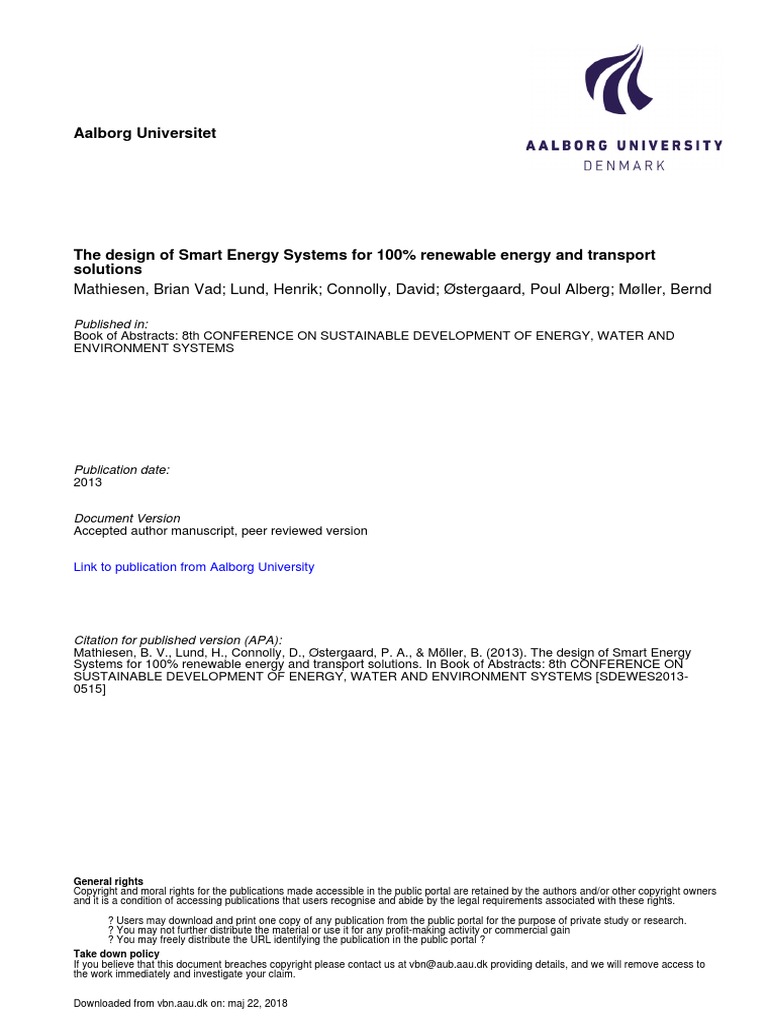 SDEWES2013 Brian Vad Mathiesen SES Design | PDF | Renewable Energy ...