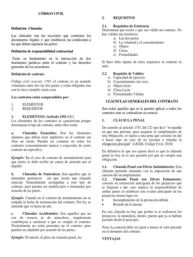Clausulas Contractuales Del Contrato | PDF | Derecho civil (sistema ...