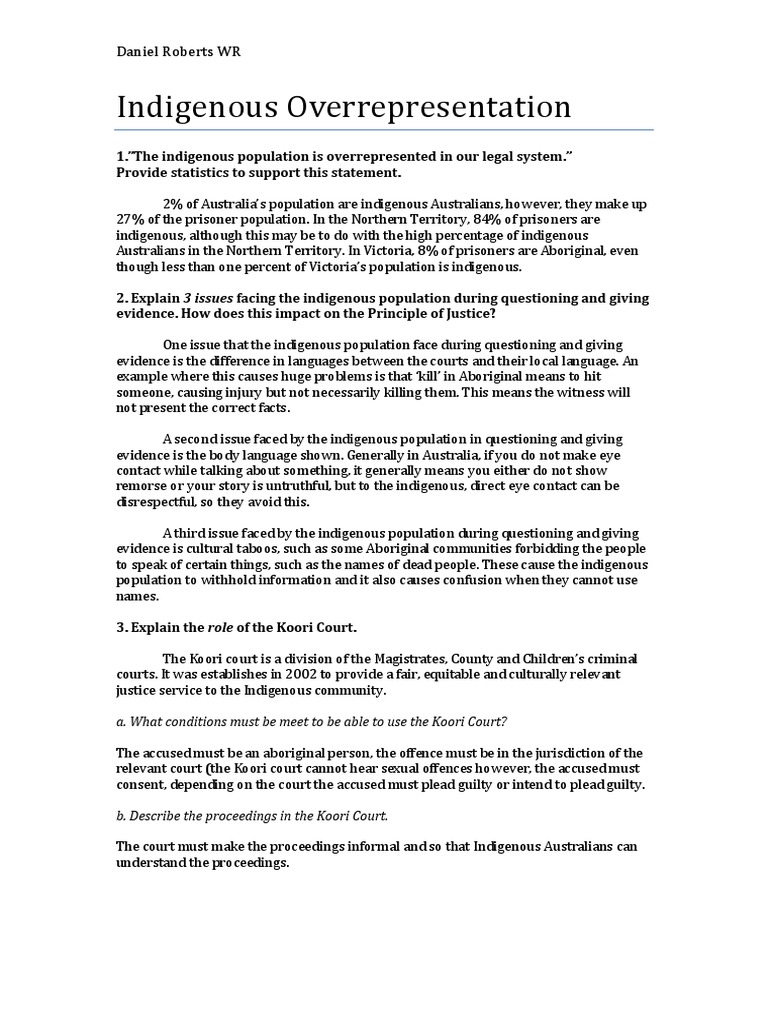 Indigenous Overrepresentation: Daniel Roberts WR | PDF | Indigenous ...