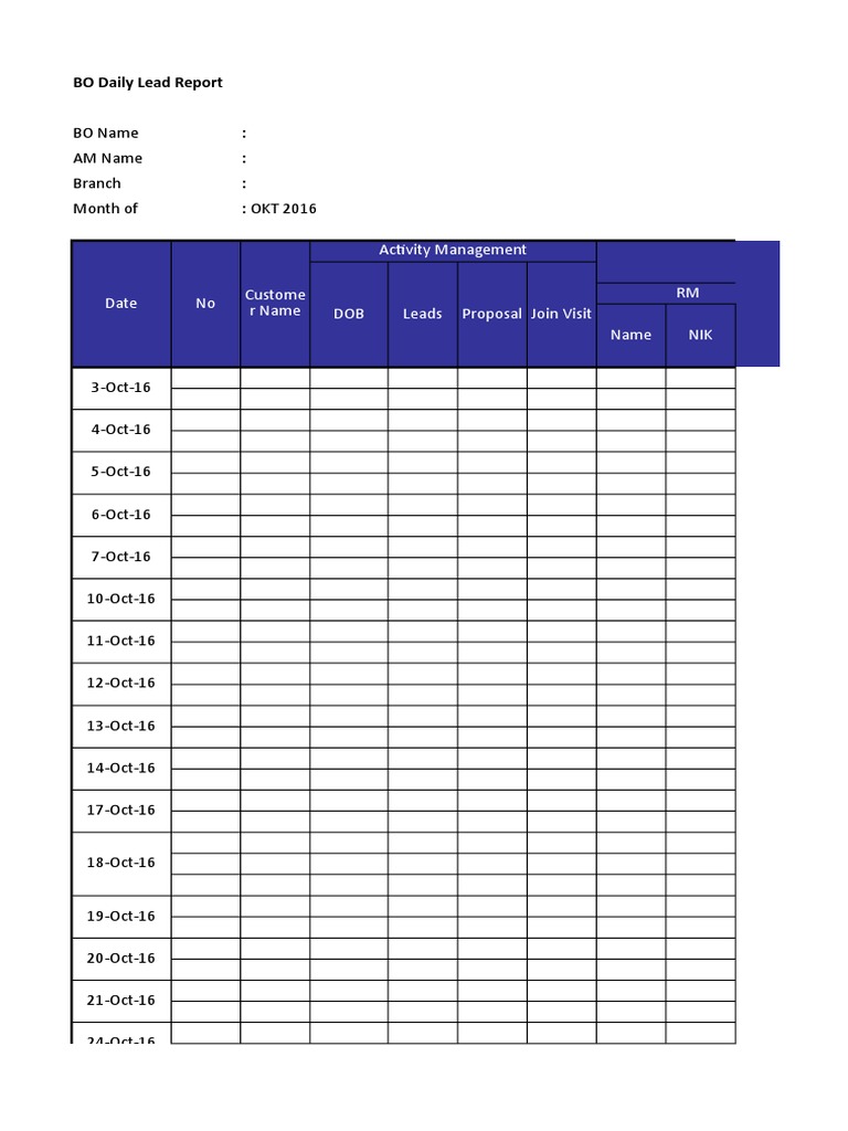 BO Daily Activity Report | PDF