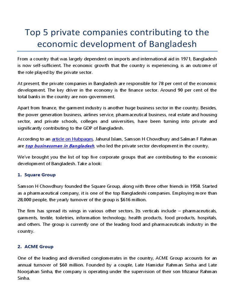 Top Companies in Bangladesh - Successful Businessmen in Bangladesh ...