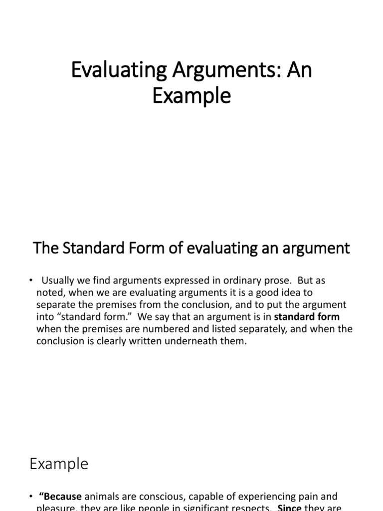 Evaluating Arguments | PDF | Argument | Inference