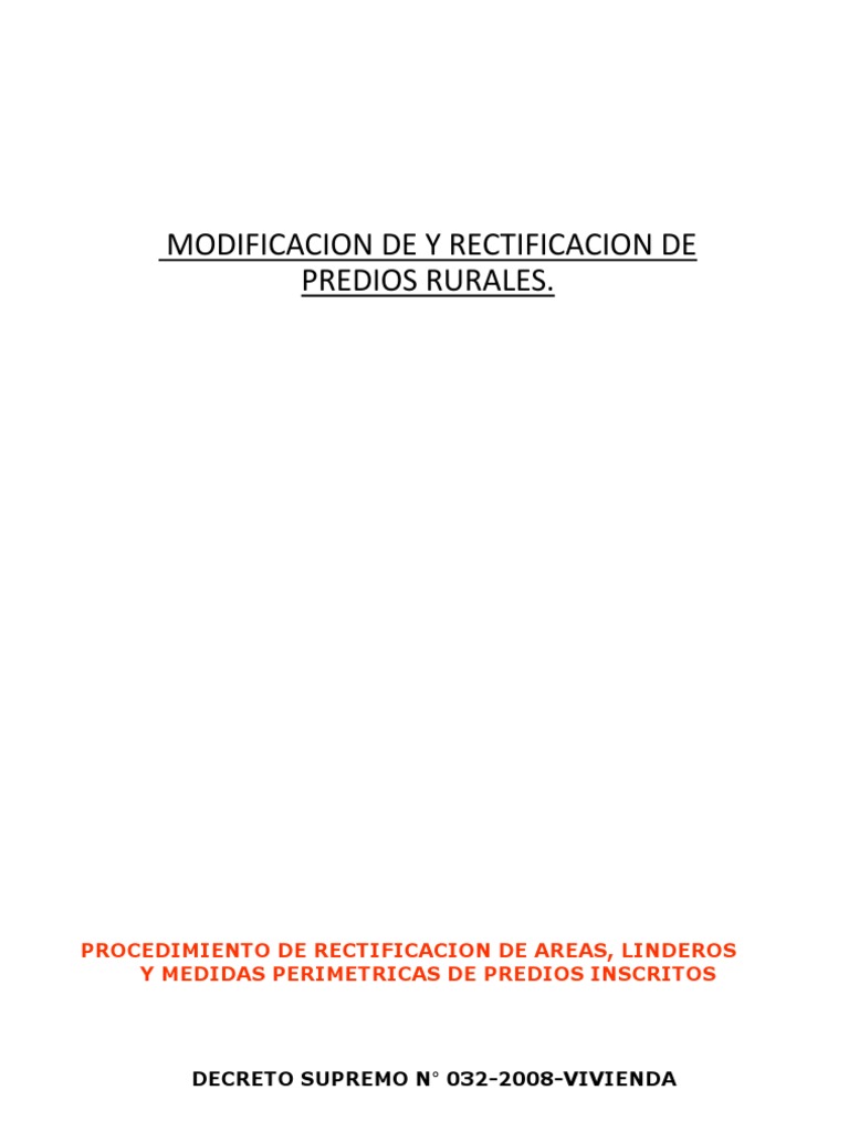 Modificacion De Y Rectificacion De Predios Rurales Hd Pdf Propiedad
