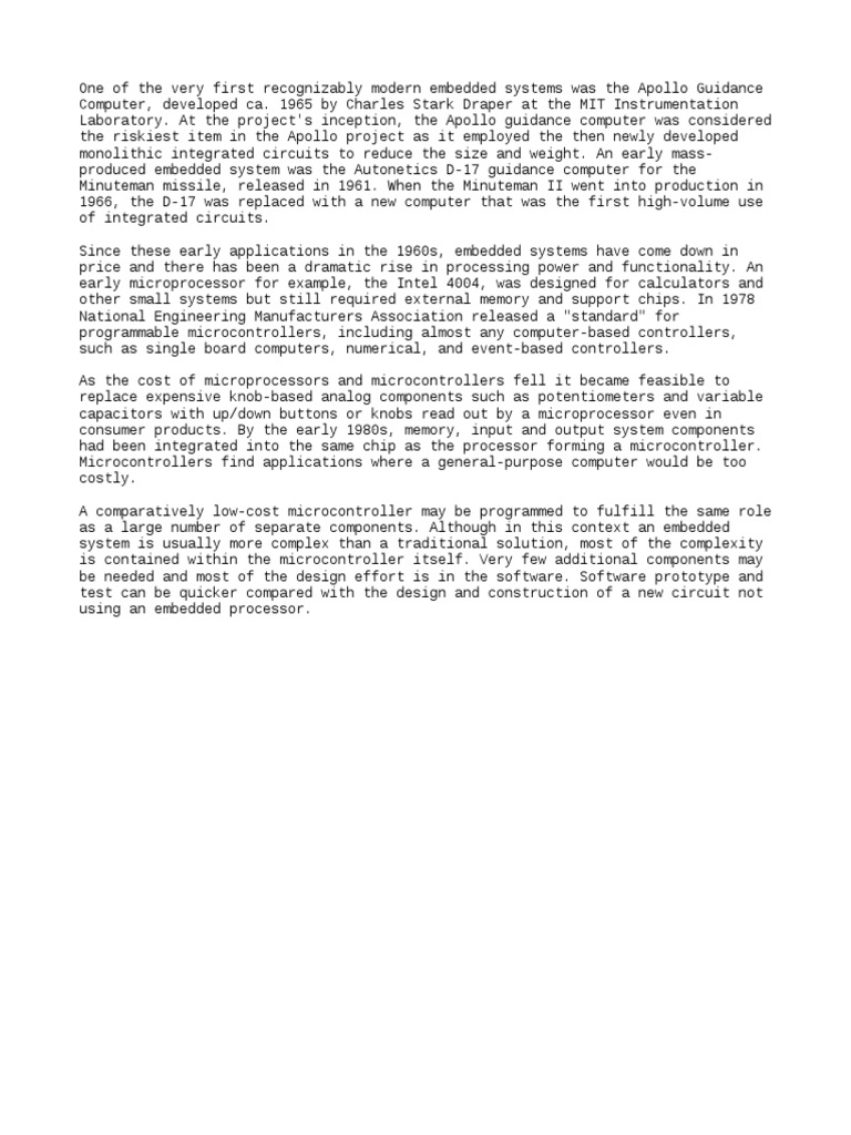History of Embedded System | PDF | Technology & Engineering