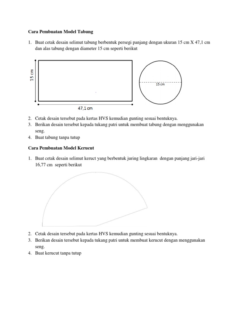 Cara Pembuatan Model Tabung Dan Kerucut | PDF