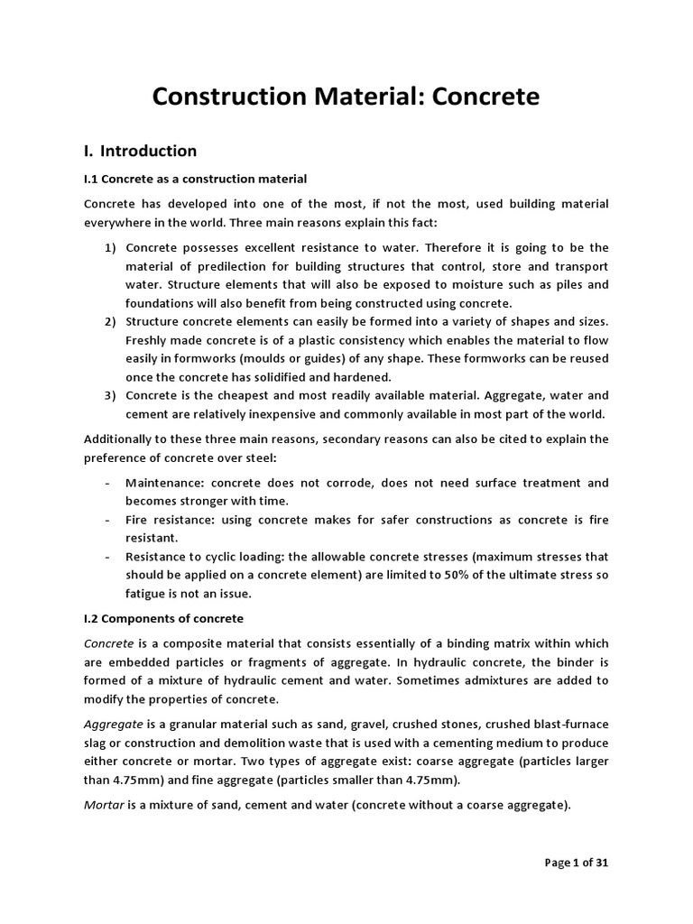 Concrete Material Overview and Notes | PDF | Construction Aggregate ...