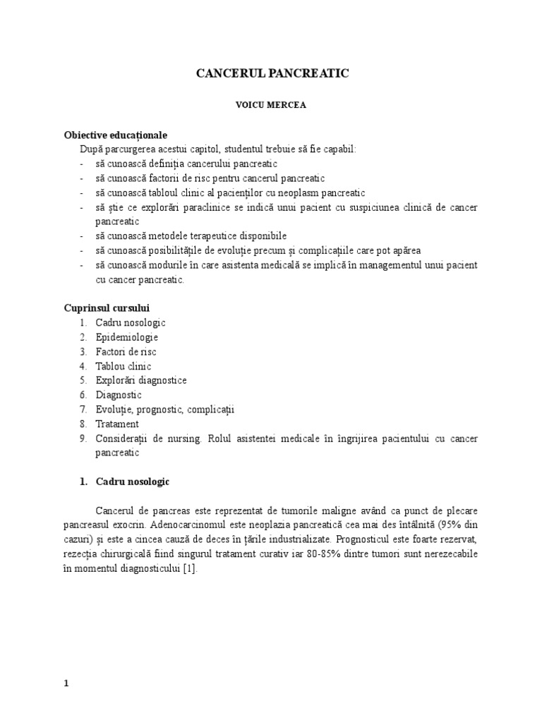 Cancerul Pancreatic | PDF