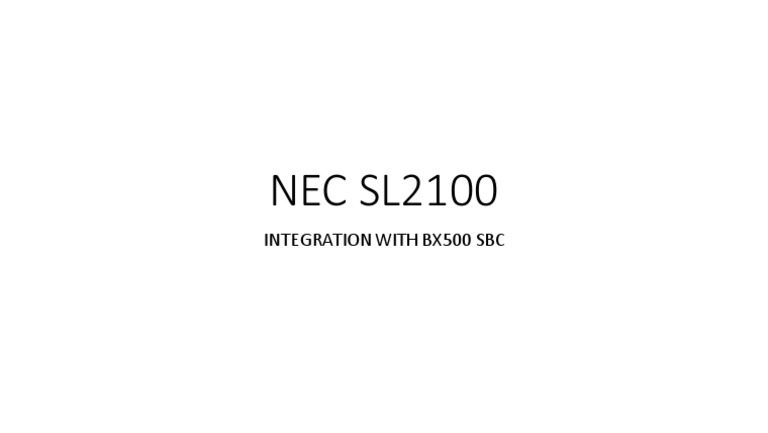 Nec Sl2100 - SBC Bx500 | PDF