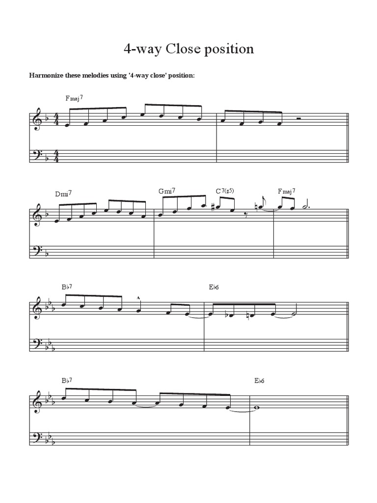 Harmonize These Melodies Using '4-Way Close' Position | PDF