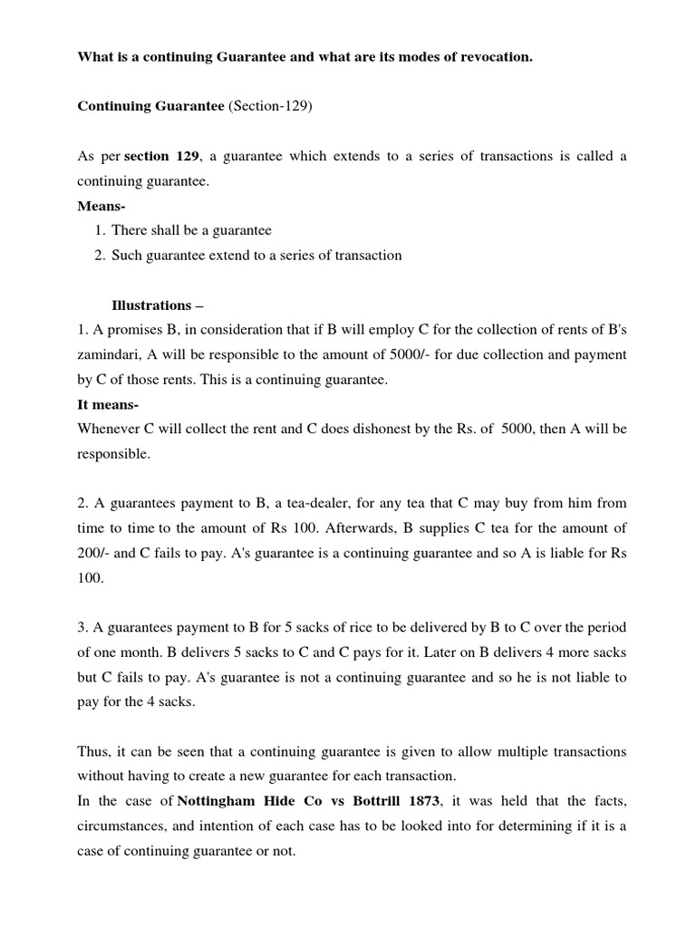 What Is A Continuing Guarantee and What Are Its Modes of Revocation ...