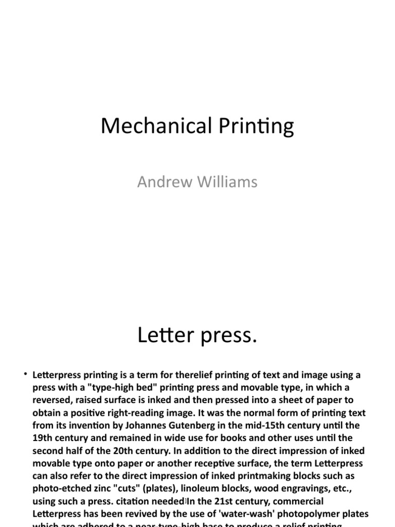 Mechanical Printing | PDF | Printing | Printmaking