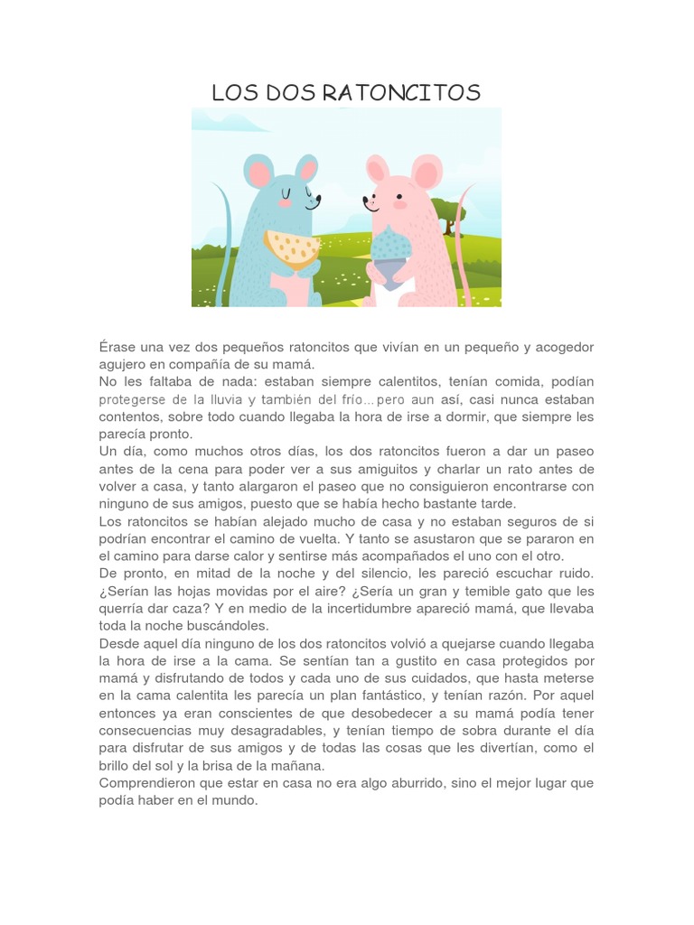 Cuentos Cortos para Niños: Ratoncitos | PDF | Gatos | Pollo