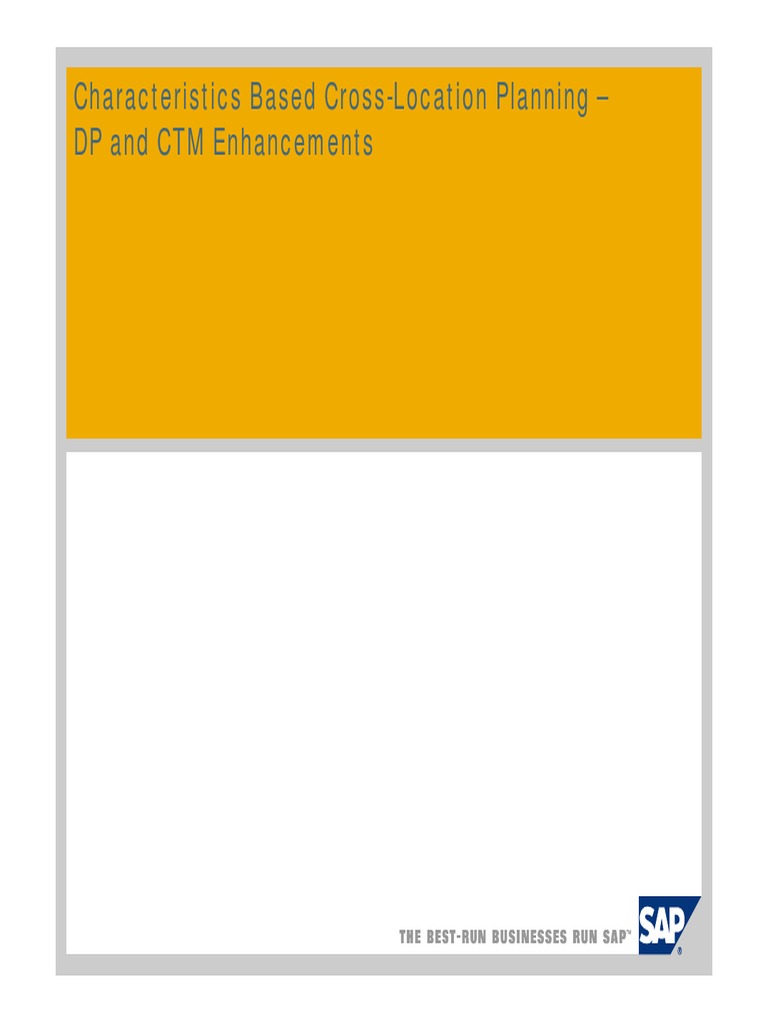 Charecteristics Based Planning in CTM - Enhancements | PDF ...