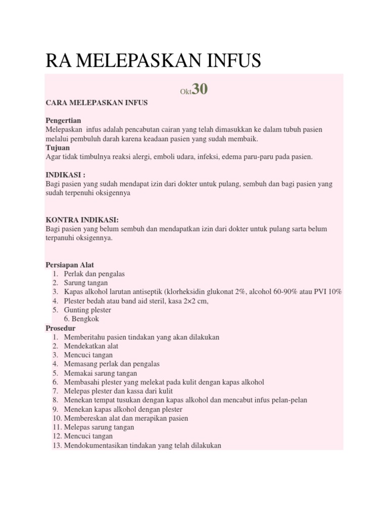 Ra Melepaskan Infus | PDF