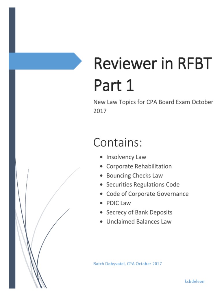 Reviewer in RFBT Part 1 PDF | PDF | Securities (Finance) | Insolvency
