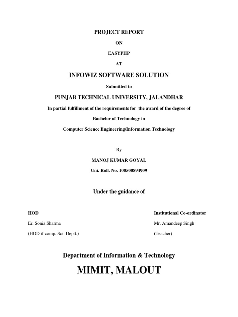 Mimit, Malout: Infowiz Software Solution | PDF