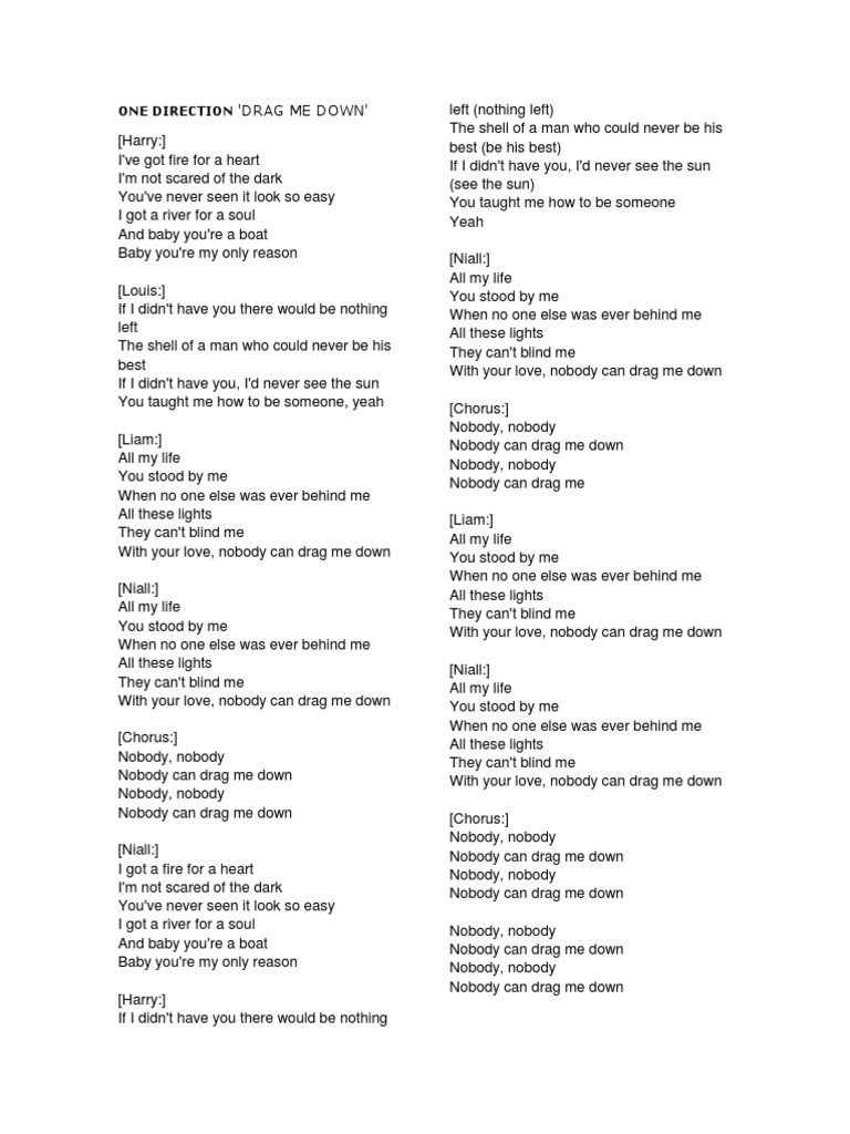 ONE DIRECTION Drag Me Down | PDF