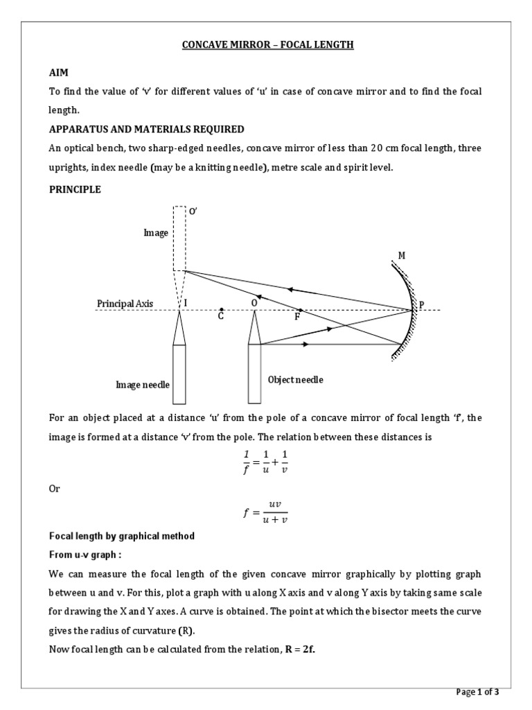 Concave Mirror - Focal Length | PDF | Lens (Optics) | Mirror