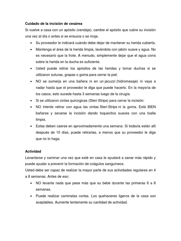 Cuidado de La Incisión de Cesárea | PDF | Seccion de cesárea | Parto