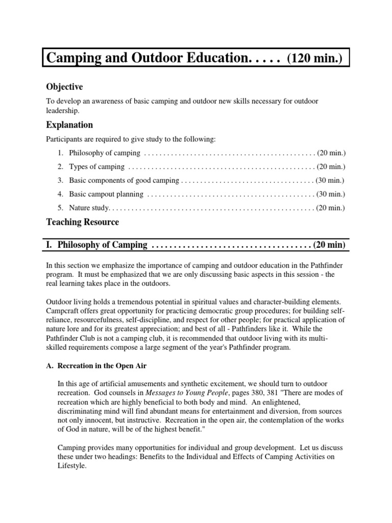 Camping & Outdoor Education | PDF | Camping | Backpack