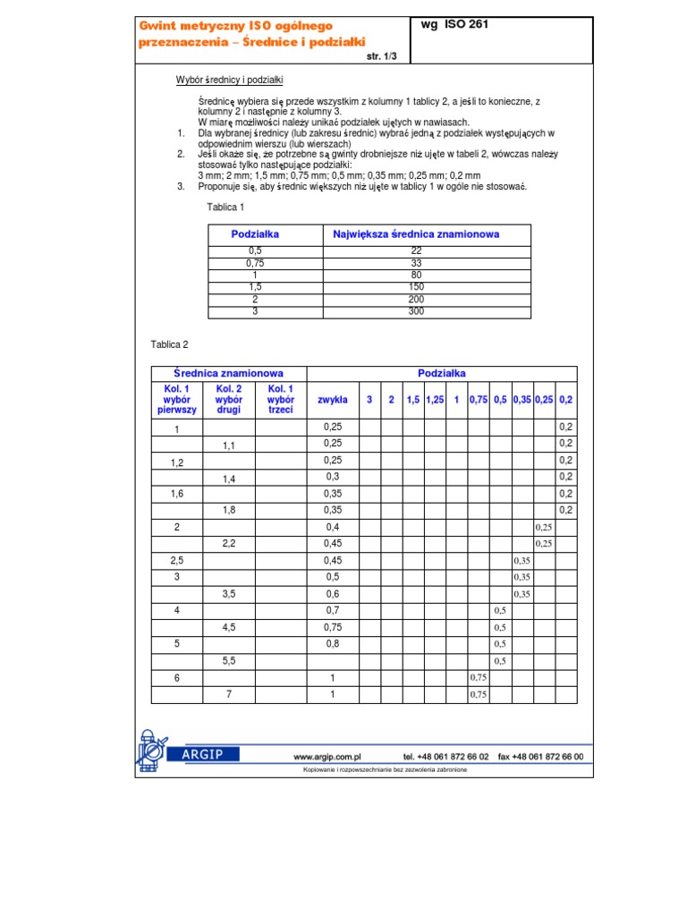 ISO 261 Srednice I Gwinty | PDF
