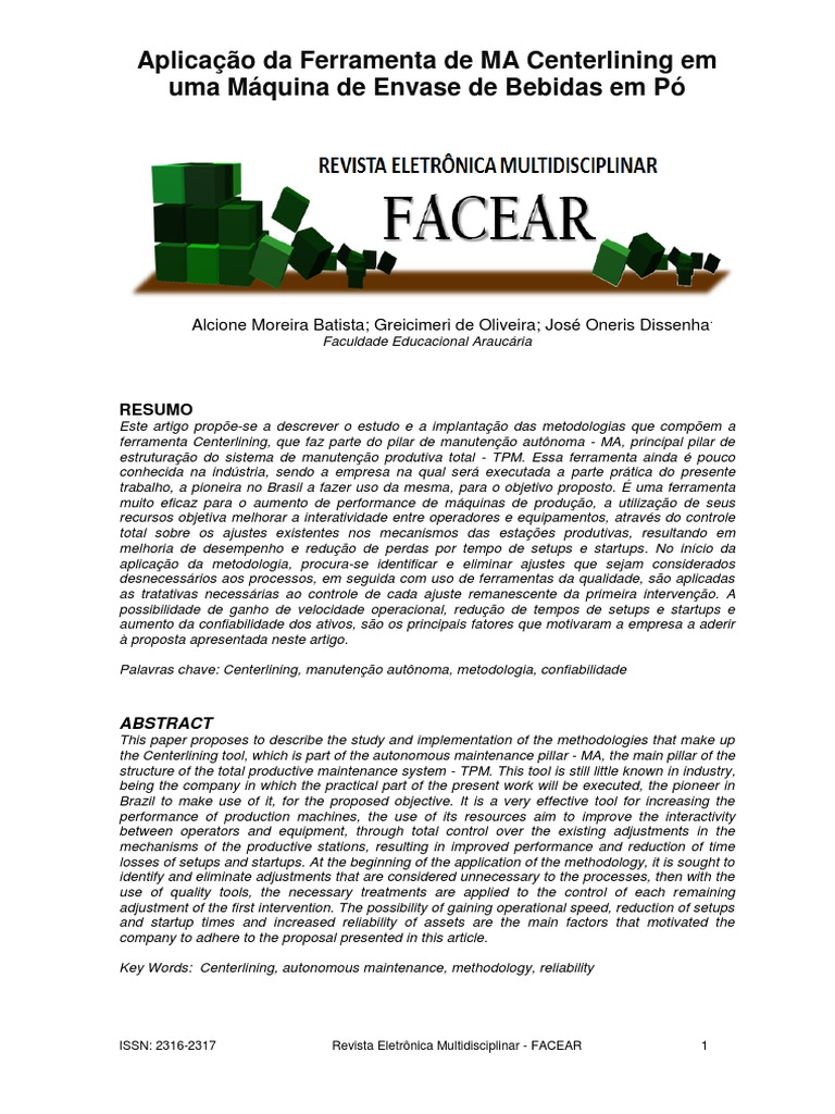 Aplicacao Da Ferramenta de Ma Centerlining em Uma Maquina de Envase de ...
