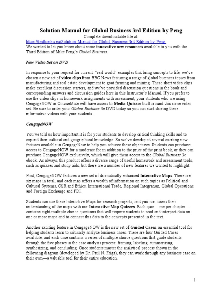 Solution Manual For Global Business 3rd Edition by Peng | PDF