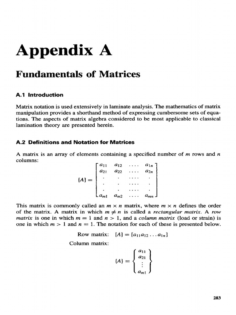 Appendix: Fundamentals of Matrices | PDF | Matrix (Mathematics) | Determinant