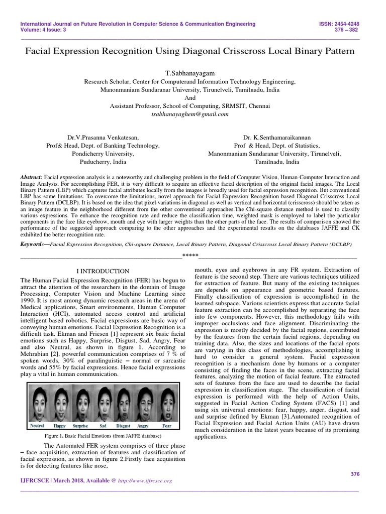 Facial Expression Recognition Using Diagonal Crisscross Local Binary Pattern | PDF | Support ...