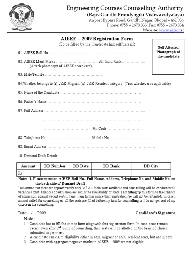 Aieee Registration Form | PDF | Business | Service Industries