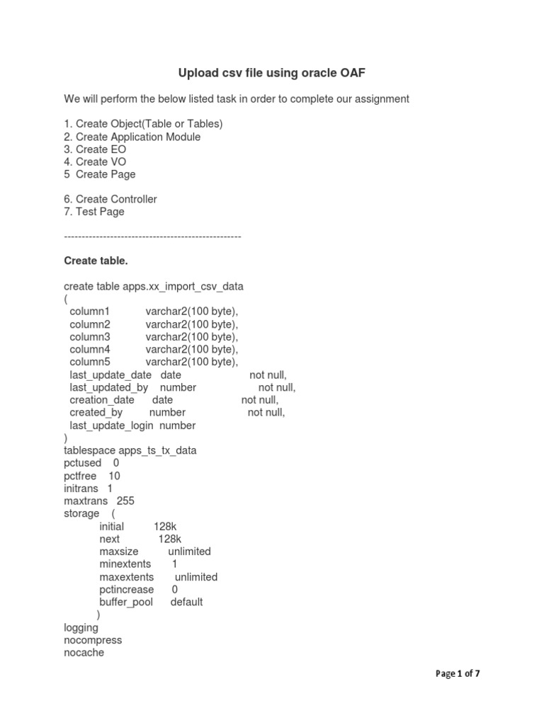 Upload Csv File Using Oracle Oaf Pdf Java Programming Language 6676