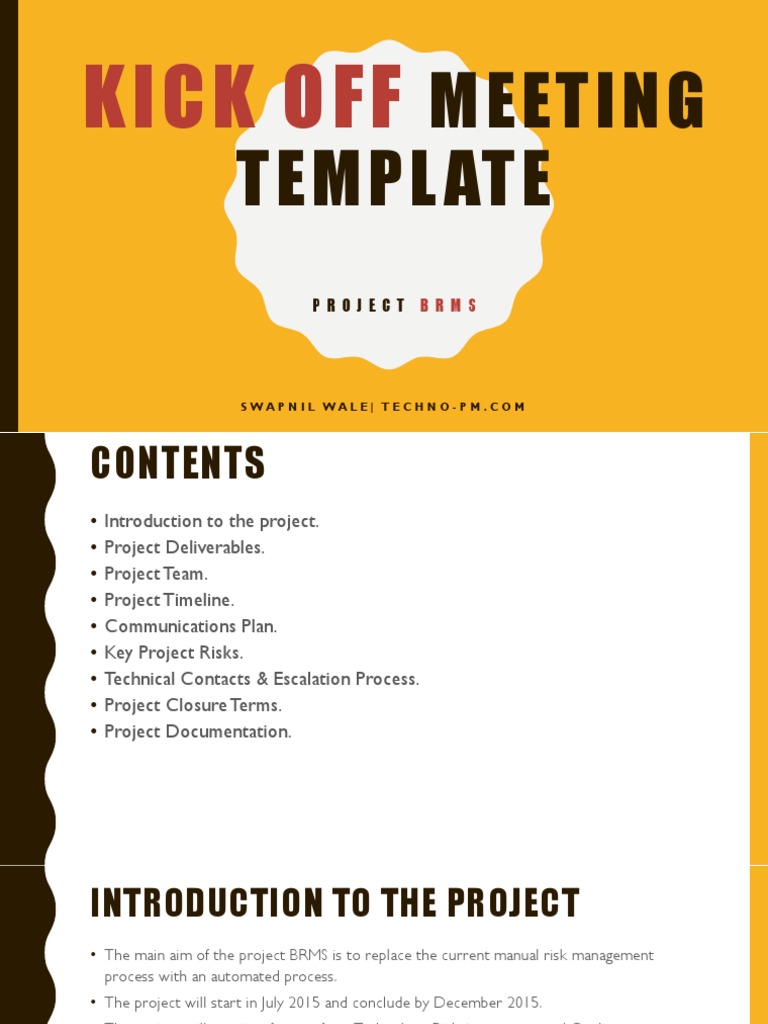 Project Kick Off Meeting Template | PDF | Risk Management | Quality ...