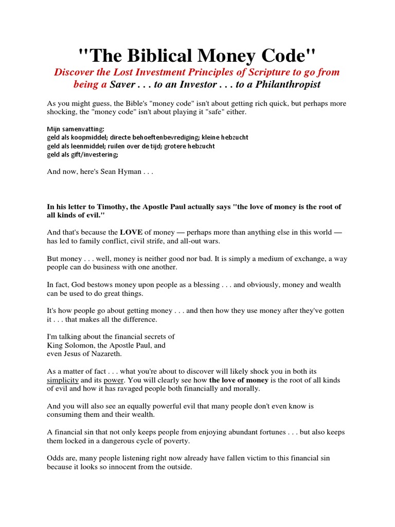 The Biblical Money Code | PDF | Stocks | United States Dollar