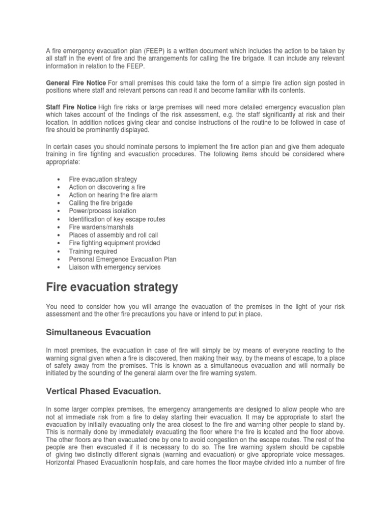 A Fire Emergency Evacuation Plan | PDF | Firefighting | Emergency ...