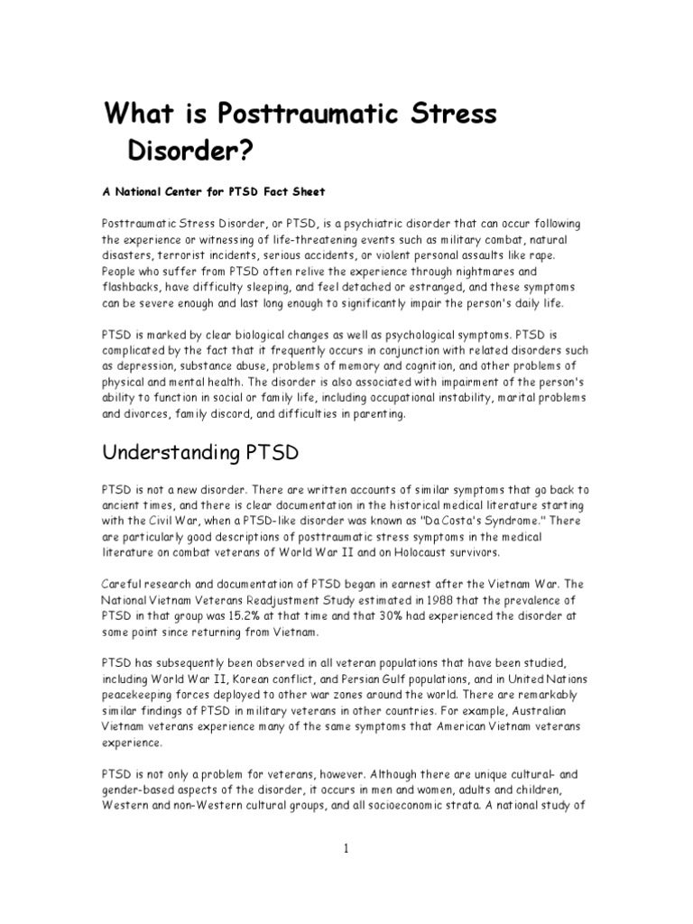 What Is Post Traumatic Stress Disorder | PDF | Posttraumatic Stress ...