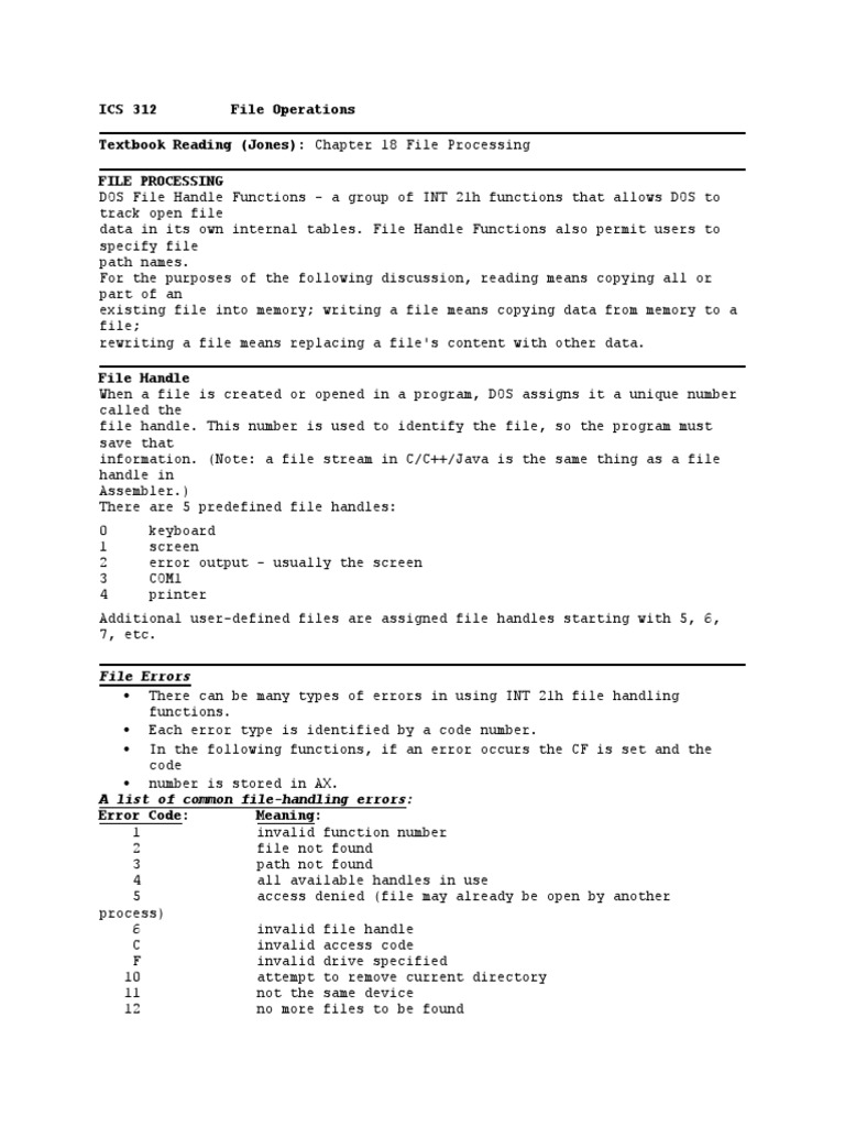 ICS 312 File Operations Textbook Reading (Jones) : Chapter 18 File Processing File Processing ...