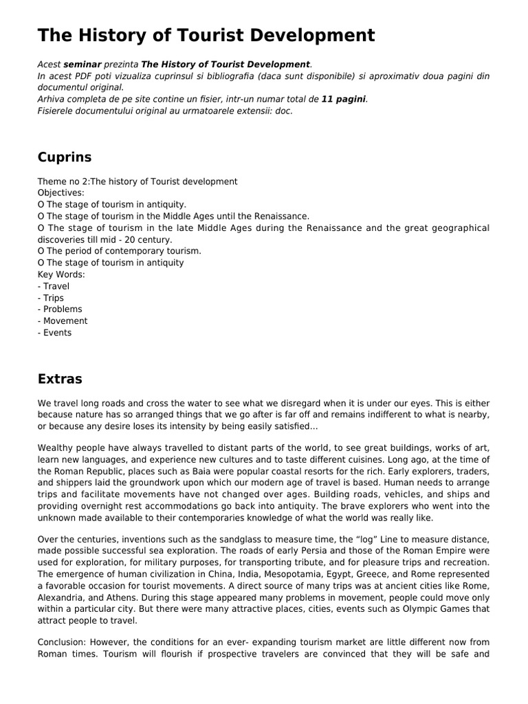 Evolution of Tourism Through Ages | PDF | Tourism | Ancient Rome